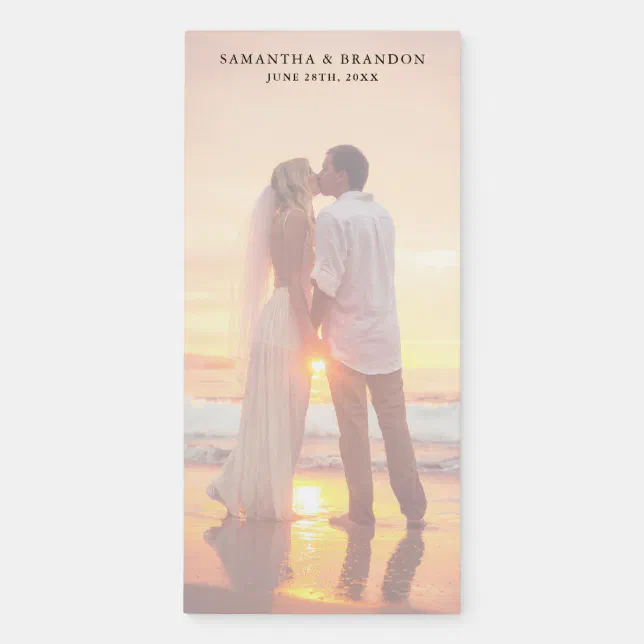 Custom Photo Romantic Wedding Couple Magnetic Notepad | Zazzle