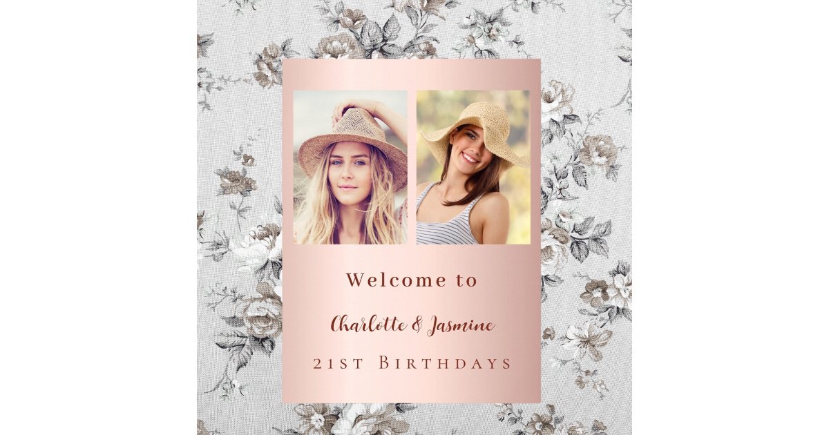 Custom photo rose gold friends birthday welcome poster | Zazzle