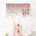 Custom Photo Rose Gold Glitter Drip 80th Birthday Banner | Zazzle