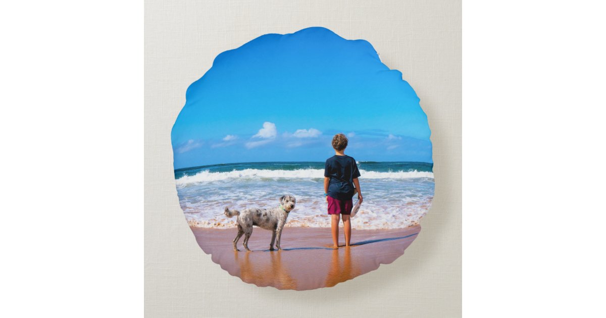 Custom Photo Round Pillow Your Pets Photos | Zazzle