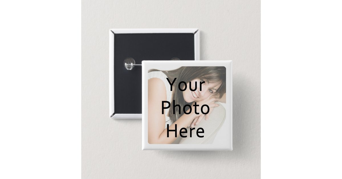 Custom Photo Rounded Corner Frame Square Pinback Button | Zazzle