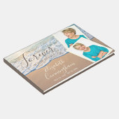 Custom Photo Sandy Ocean Beach Funeral Memorial Guest Book | Zazzle