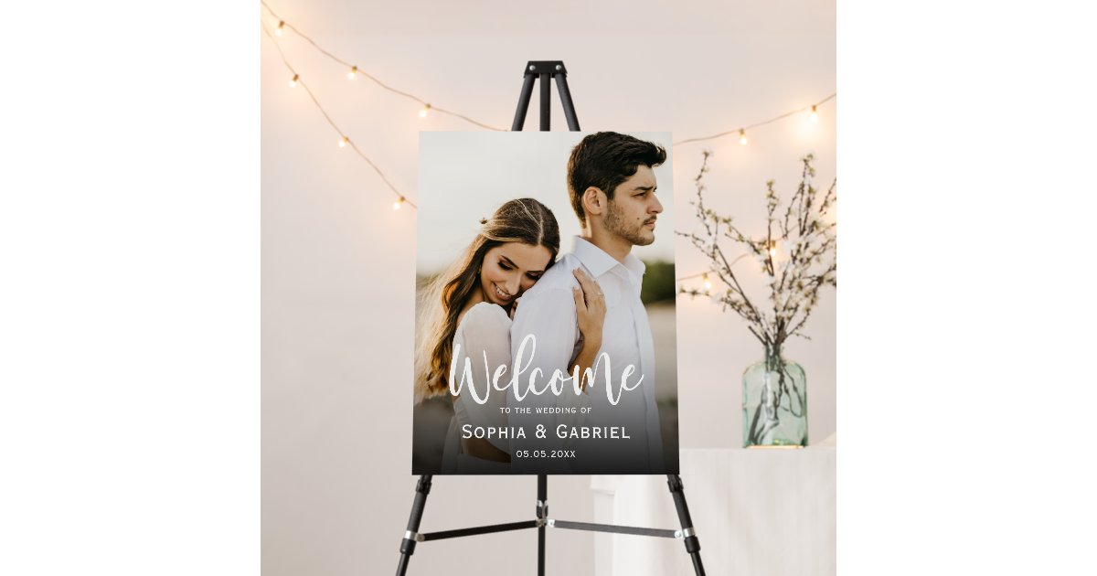 Custom Photo Script Font Wedding Welcome Sign | Zazzle