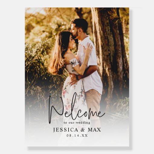 Custom Photo Script Font Wedding Welcome Sign | Zazzle