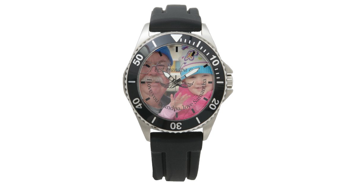 Custom Photo Script Watch | Best Grandpa Ever | Zazzle