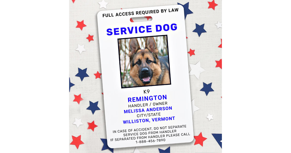 Custom Photo Service Dog ID Badge | Zazzle