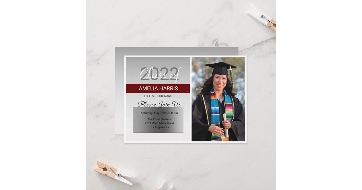 Custom Photo Silver Background Invitation | Zazzle