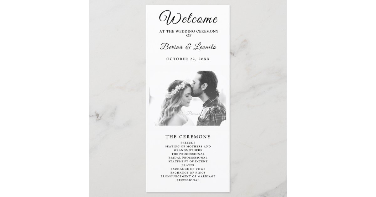 Custom Photo Simple Elegant Script |Modern Wedding Program | Zazzle