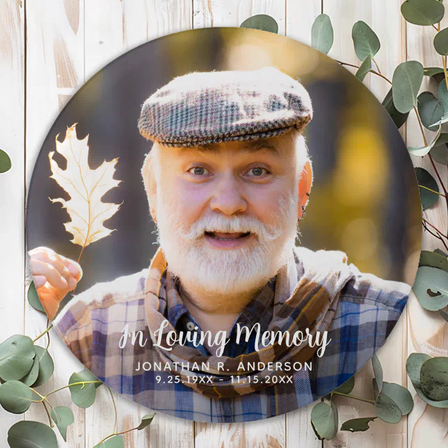 Custom Photo Simple Memorial Personalized Funeral Button | Zazzle