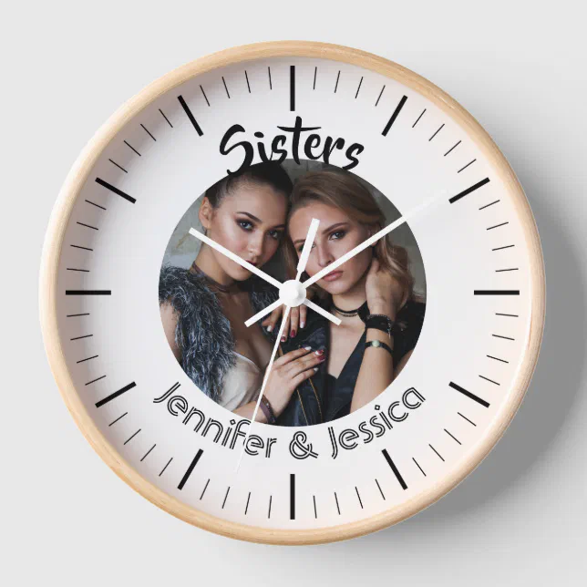 Custom photo sisters best friends bff sisterhood clock | Zazzle