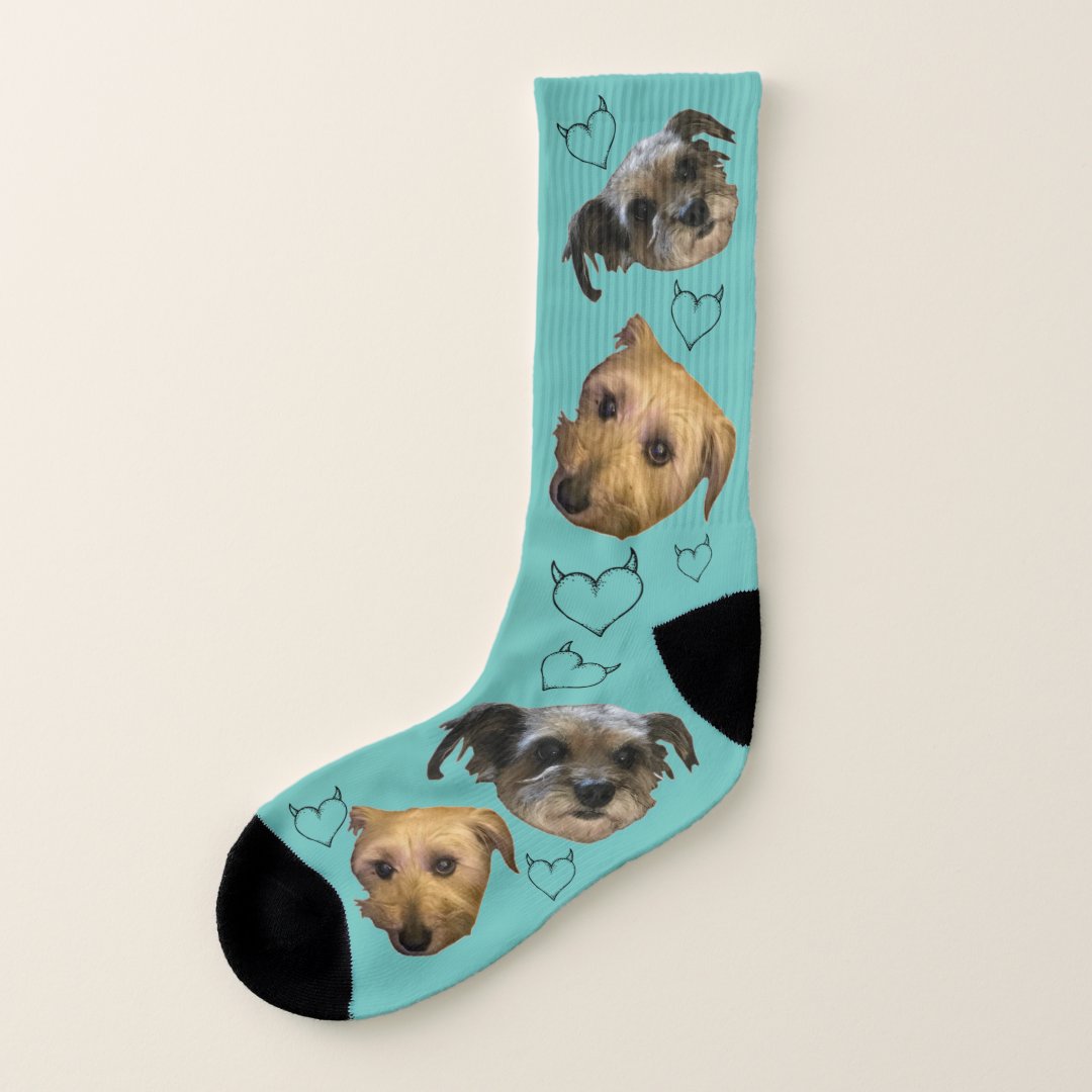 Custom Photo Socks with Devil Hearts | Zazzle
