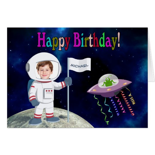 Custom Photo Spaceman Birthday Card | Zazzle.com