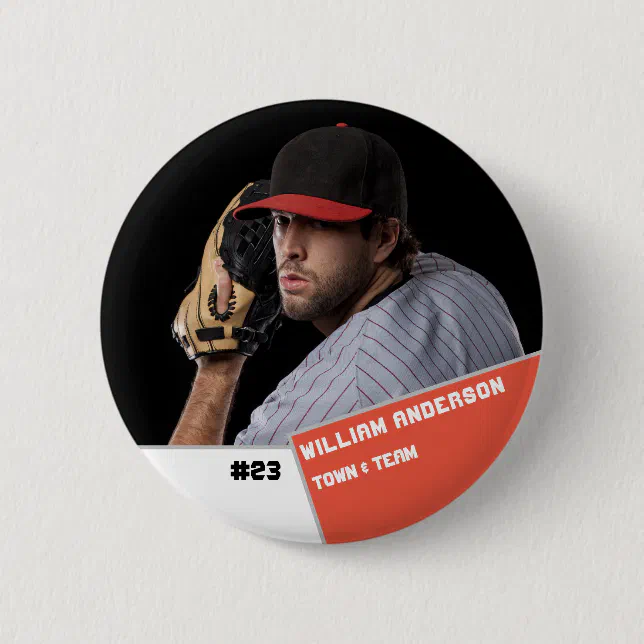 Custom photo sports button / pin Baseball player | Zazzle