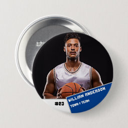 Custom photo sports button / pin basketball player | Zazzle