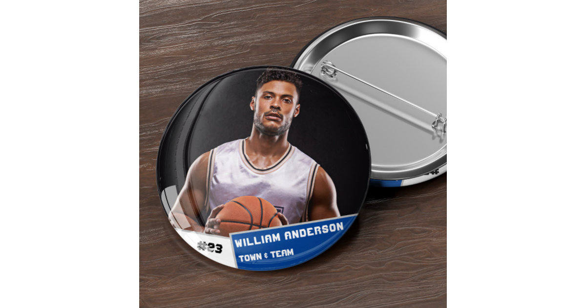 Custom photo sports button / pin basketball player | Zazzle