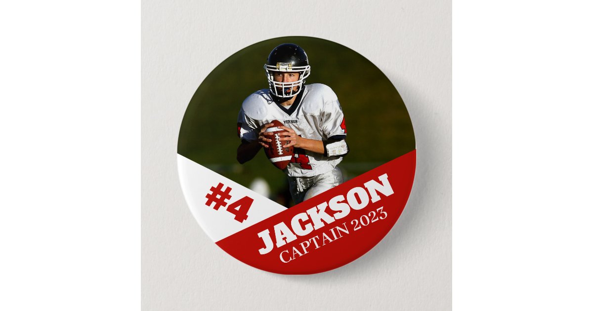 Custom photo sports button / pin football | Zazzle