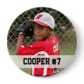 Custom photo sports button / pin with name & # | Zazzle