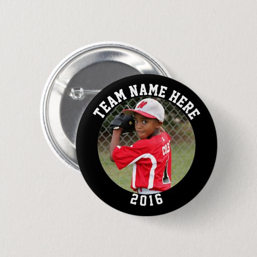 Custom Photo Sports pin / button with team name | Zazzle