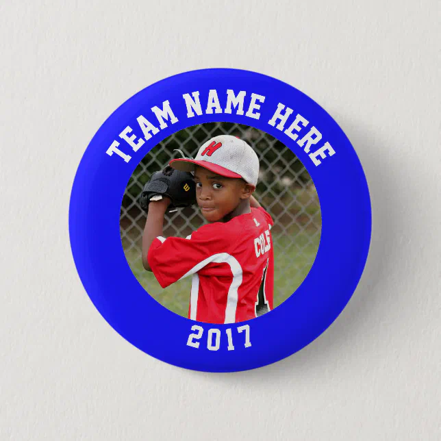 Custom Photo Sports pin / button with team name | Zazzle