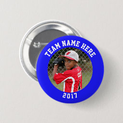 Custom Photo Sports pin / button with team name | Zazzle
