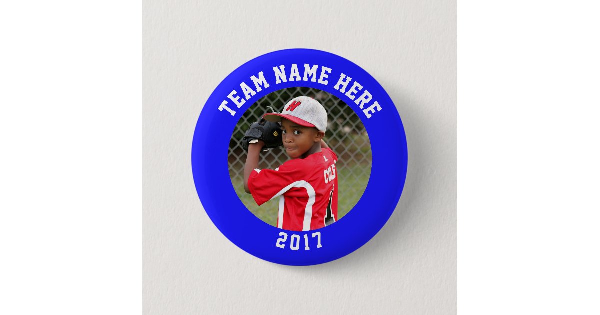 Custom Photo Sports pin / button with team name | Zazzle