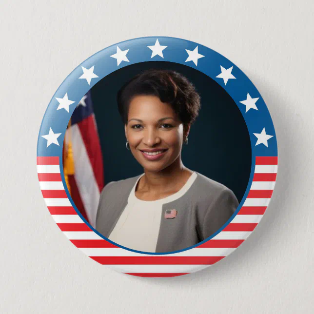 Custom Photo Stars & Stripes Border Political Button | Zazzle