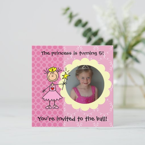 Custom Photo Stick Figure Princess Invitation | Zazzle