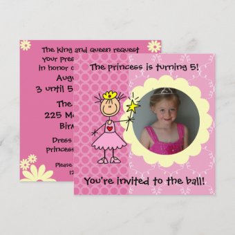 Custom Photo Stick Figure Princess Invitation | Zazzle