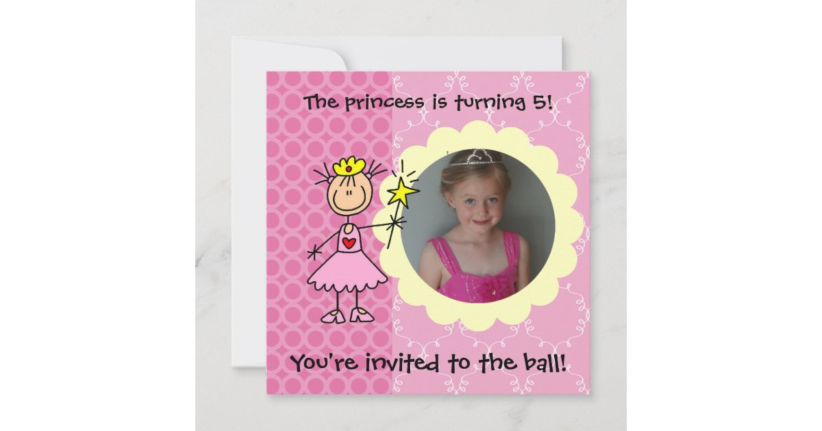 Custom Photo Stick Figure Princess Invitation | Zazzle