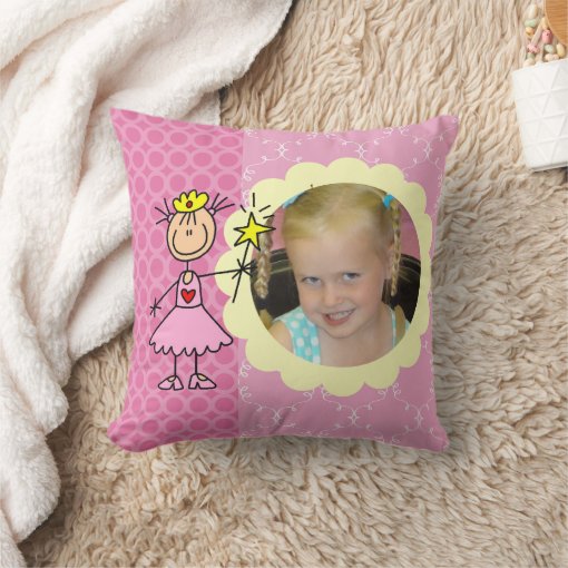 Custom Photo Stick Figure Princess Pillow | Zazzle