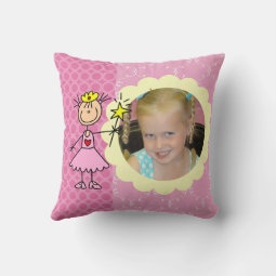 Custom Photo Stick Figure Princess Pillow | Zazzle