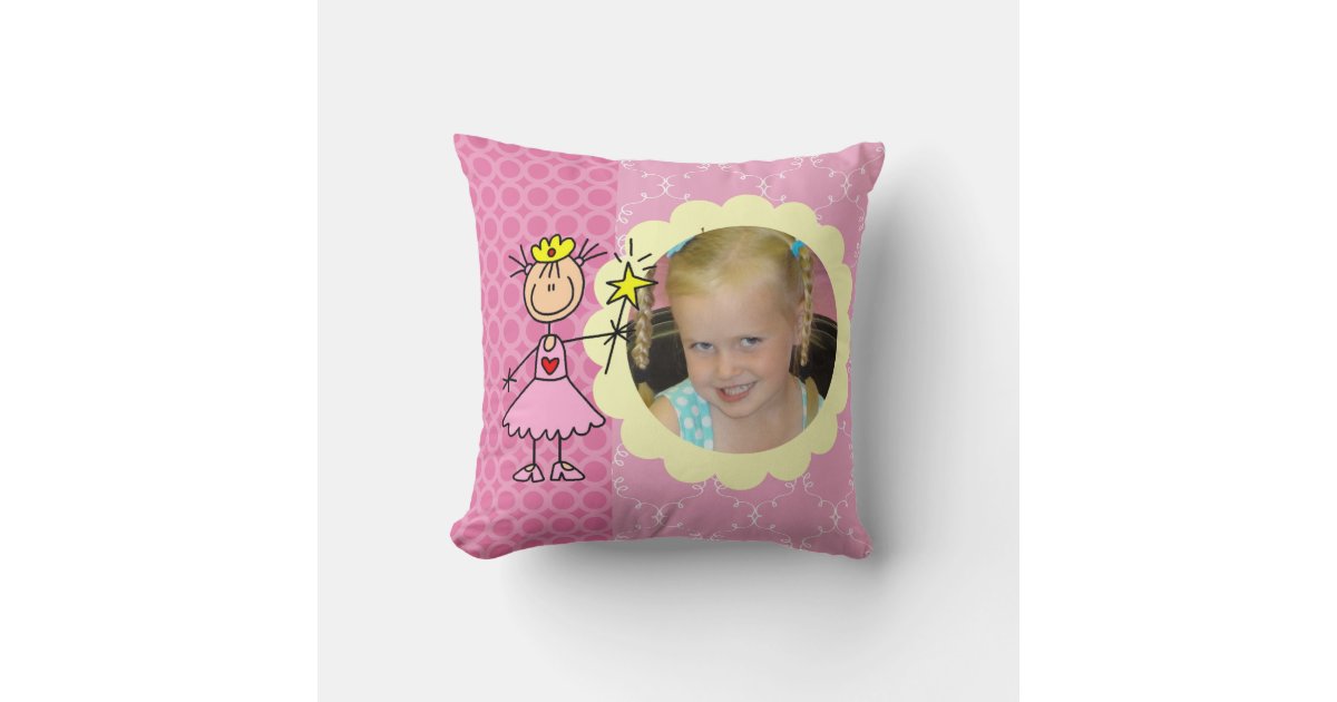Custom Photo Stick Figure Princess Pillow | Zazzle