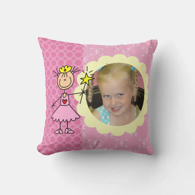 Custom Photo Stick Figure Princess Pillow | Zazzle