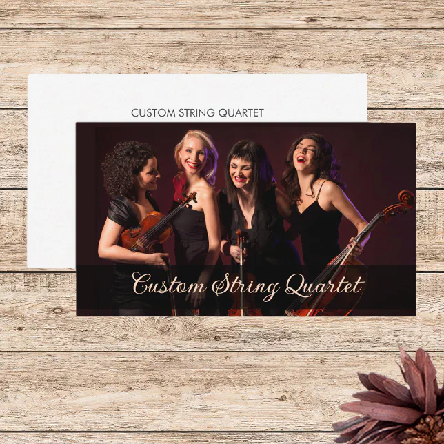 Custom Photo String Quartet Musician White Business Card | Zazzle