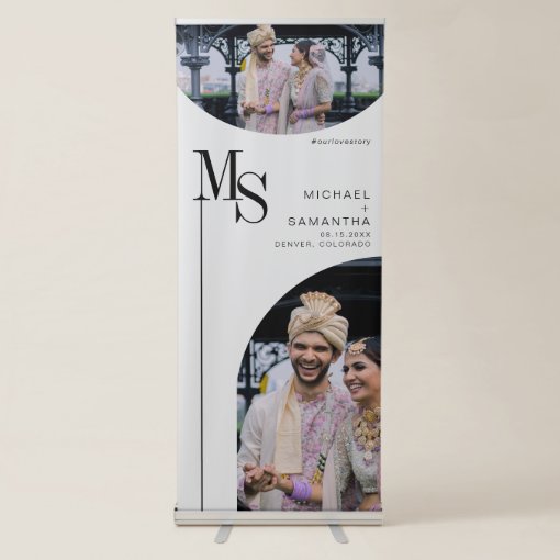 Custom Photo Stylish Wedding Welcome Retractable Banner | Zazzle