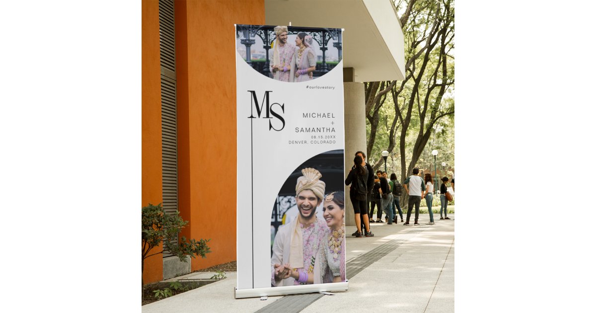 Custom Photo Stylish Wedding Welcome Retractable Banner | Zazzle