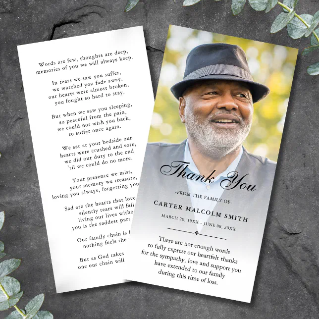 Custom Photo Sympathy Thank You Remembrance | Zazzle