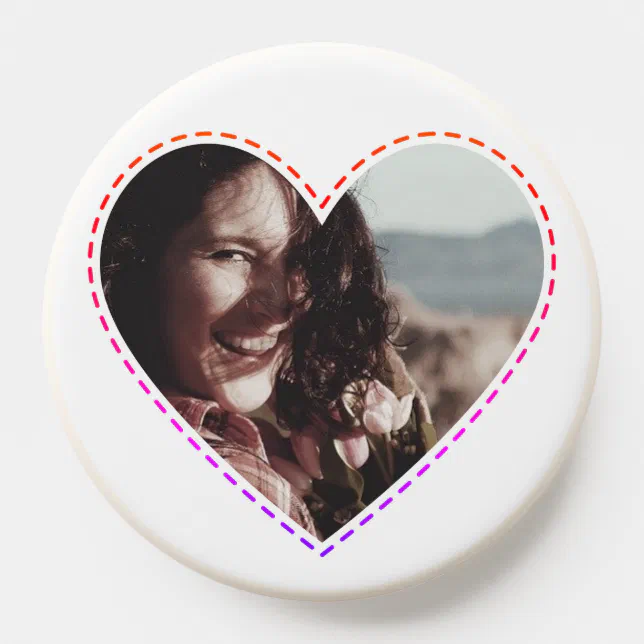 Custom Photo Template Heart Shape Frame Border PopSocket | Zazzle