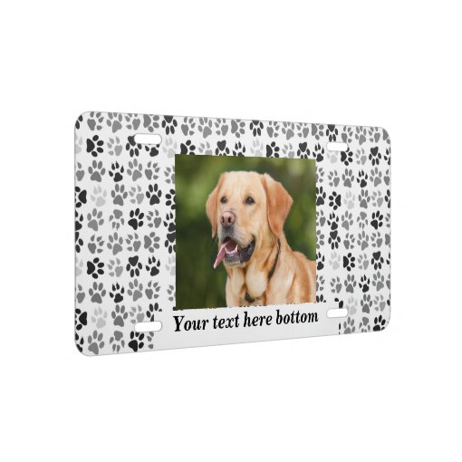 Custom Photo Template Pet Paws Dog Cat License Plate | Zazzle
