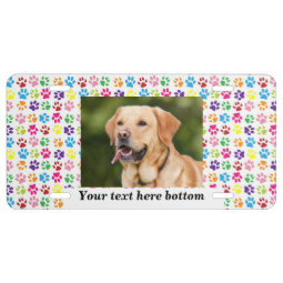 Custom Photo Template Pet Paws Dog Cat Rainbow License Plate | Zazzle