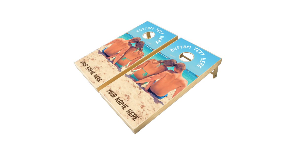 Custom Photo Text Name Cornhole Set Your Photos | Zazzle
