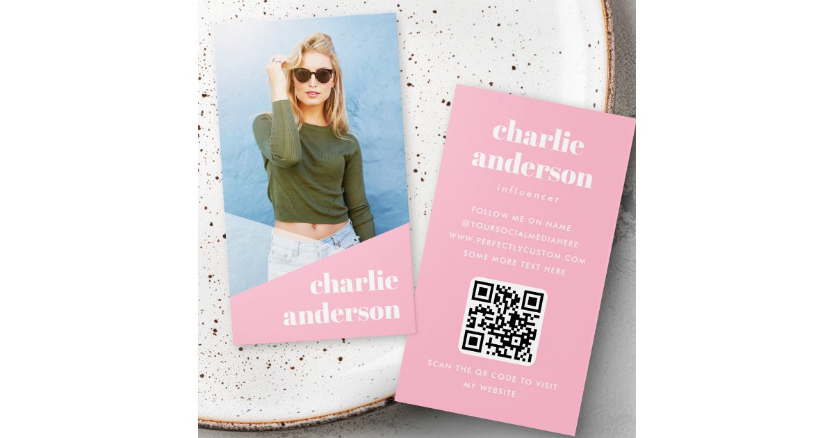 Custom photo trendy influencer pink profile cards | Zazzle
