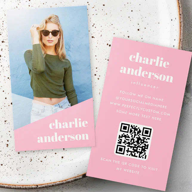 Custom photo trendy influencer pink profile cards | Zazzle
