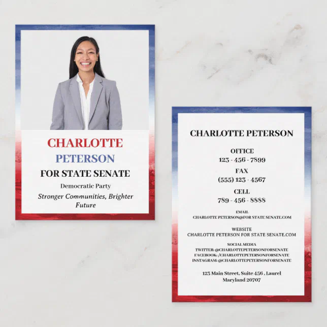 Custom Photo Unique Political Campaign Politician Business Card | Zazzle