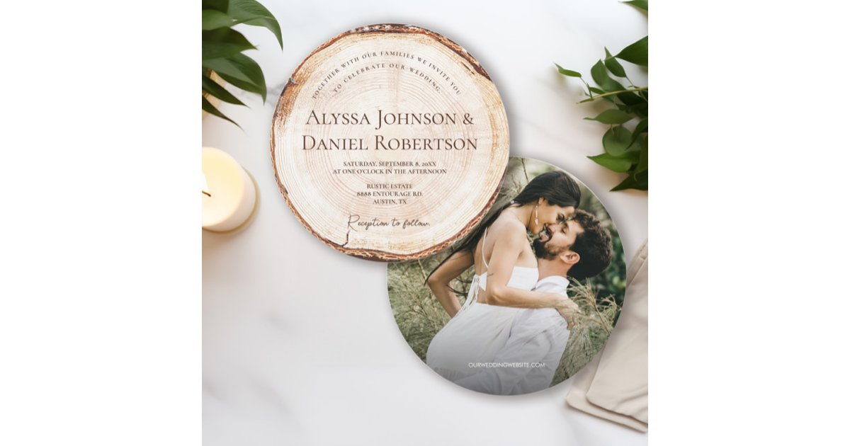 Custom Photo Unique Rustic Elegant Wedding Invitation | Zazzle