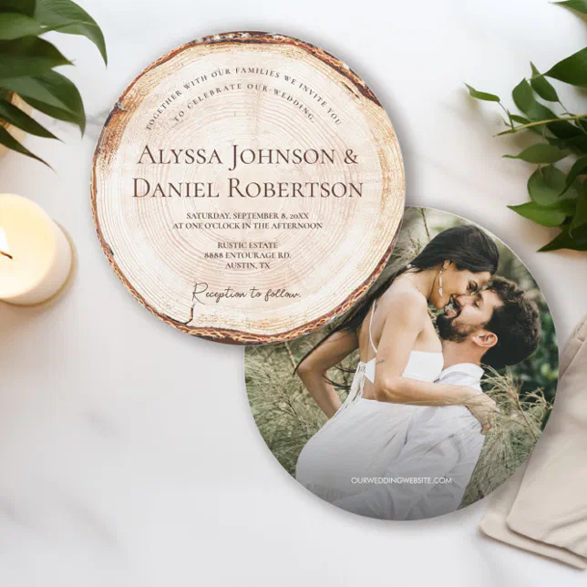 Custom Photo Unique Rustic Elegant Wedding Invitation | Zazzle