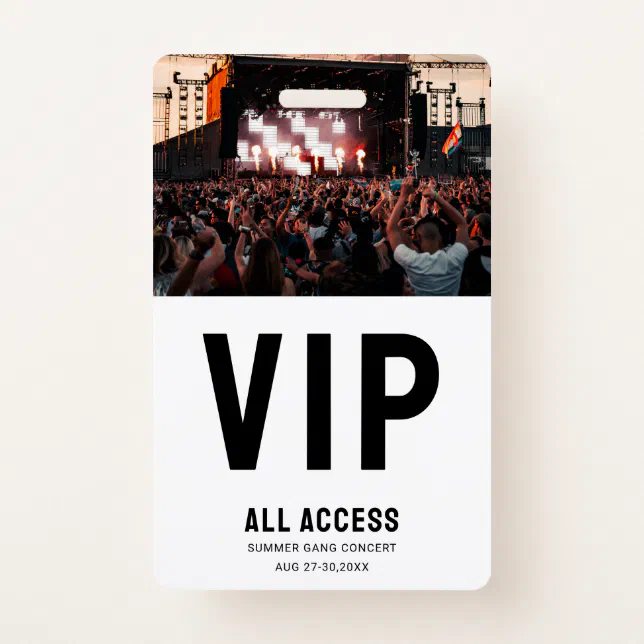 Custom Photo Vip All Access Pass Concert Badge Zazzle