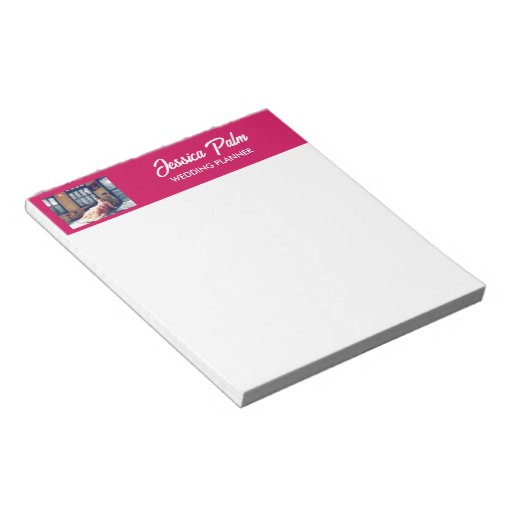 Custom photo wedding business pink notepad | Zazzle