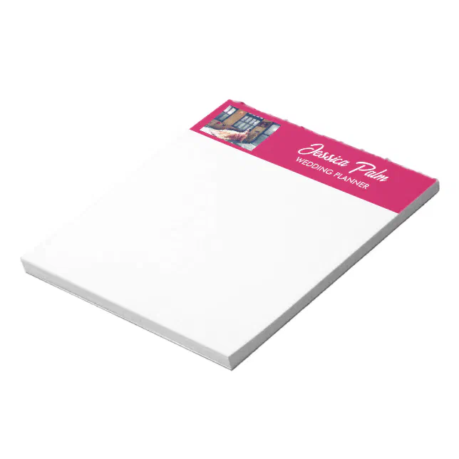 Custom photo wedding business pink notepad | Zazzle