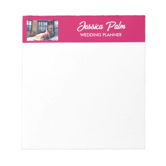 Custom photo wedding business pink notepad | Zazzle